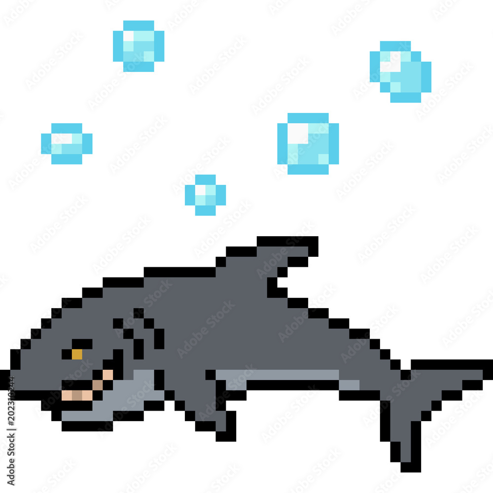vector pixel art shark smile Stock Vector | Adobe Stock