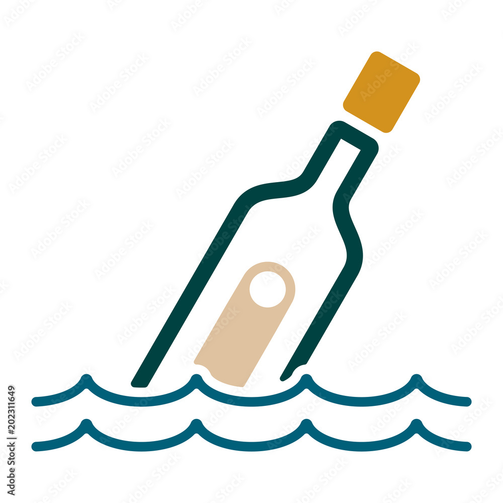 Meer und Küste Icon - Flaschenpost Stock-Vektorgrafik | Adobe Stock