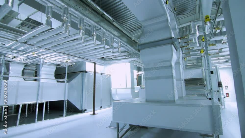 Stockvideon Modern equipment of industrial factory. Pipelines, air ...