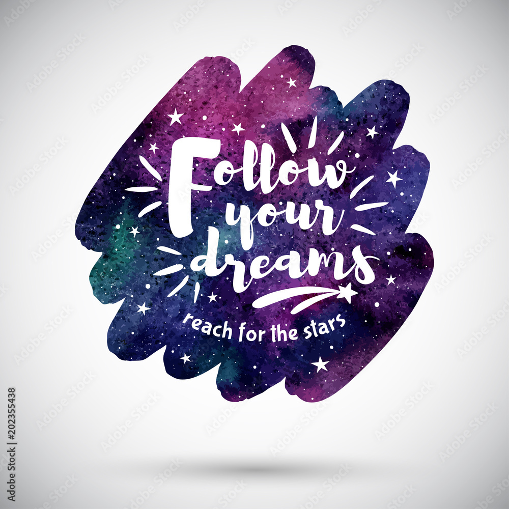 Watercolor brush stroke rounded shape with inspiration, motivation ...