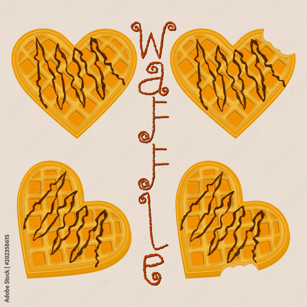 Vector icon illustration logo for set various sweet waffles. Stock ...
