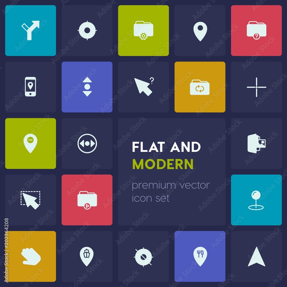 Modern Simple Set of location, folder, cursors Vector fill Icons ...