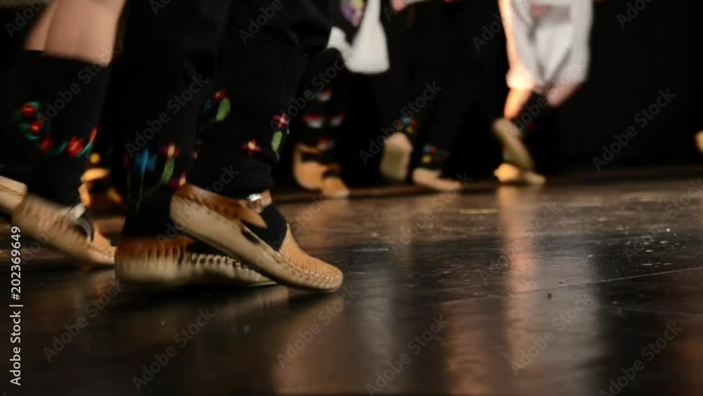 Group of dancers in traditional costumes. Folklore performance at ...
