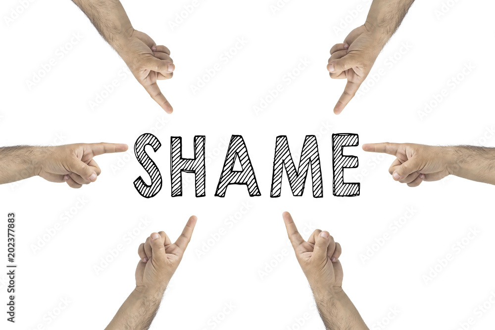 Blaming you. Online or Public Shaming concept. hands pointing to text ...