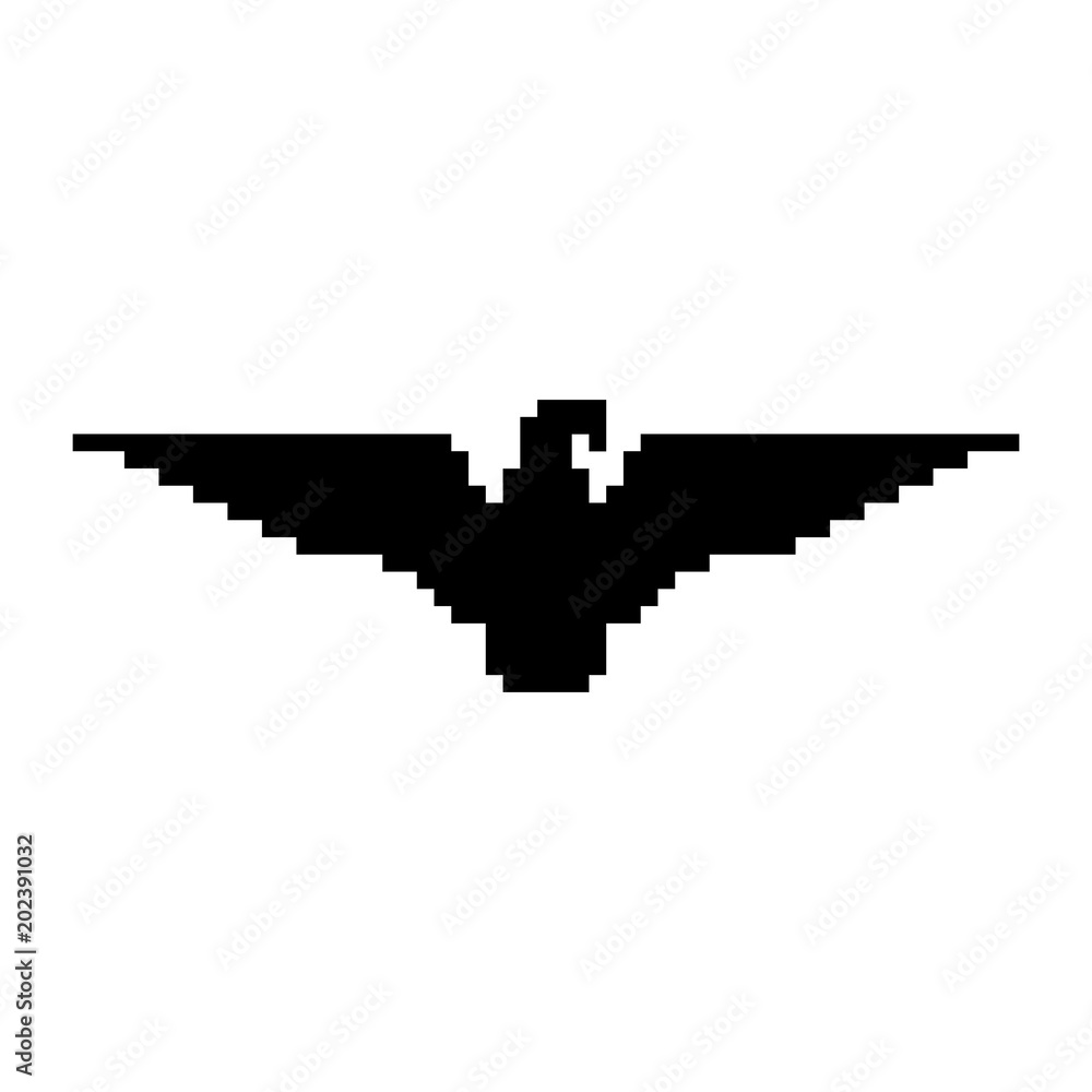 Eagle black logo. Pixel art icon. Game assets. Isolated vector ...
