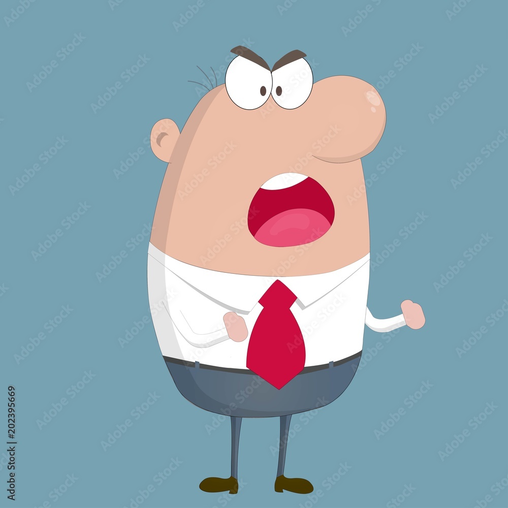 cartoon illustration of angry boss.businessman character vector ...