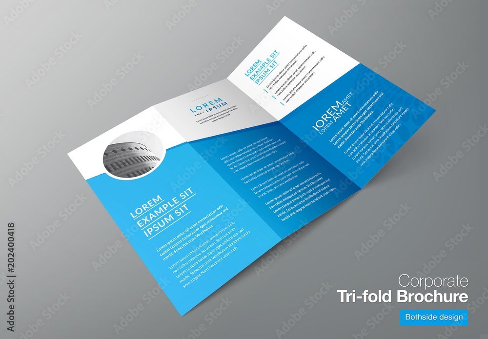 Blue and Dark Gray Trifold Brochure Layout with Compass Illustration ...