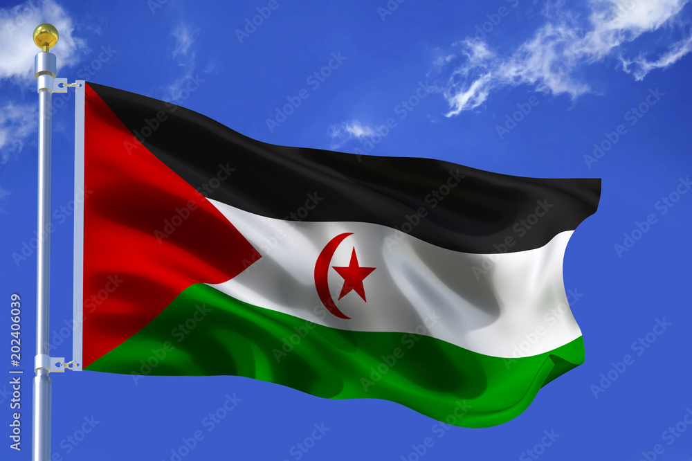 The silk waving flag of Western Sahara (Sahrawi Arab Democratic ...