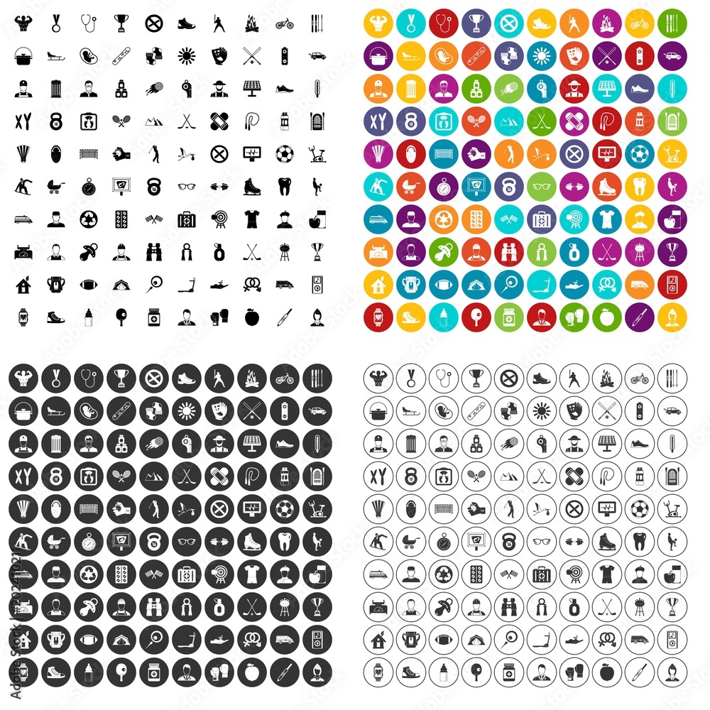 100 healthy person icons set vector in 4 variant for any web design ...