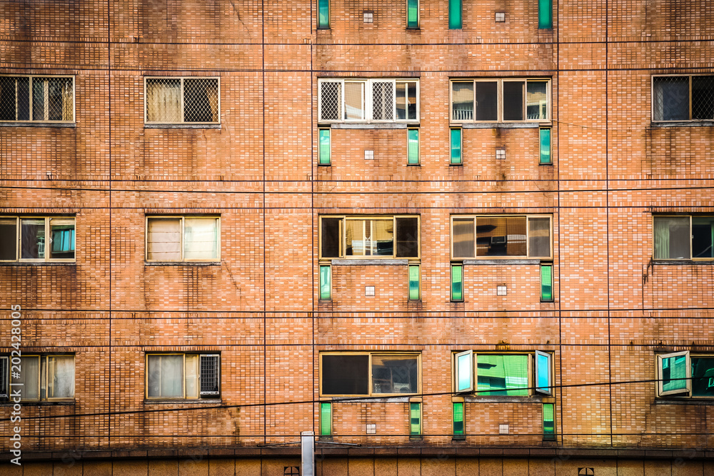 apartment window and wall at day in the Taipei city, Taiwan ...