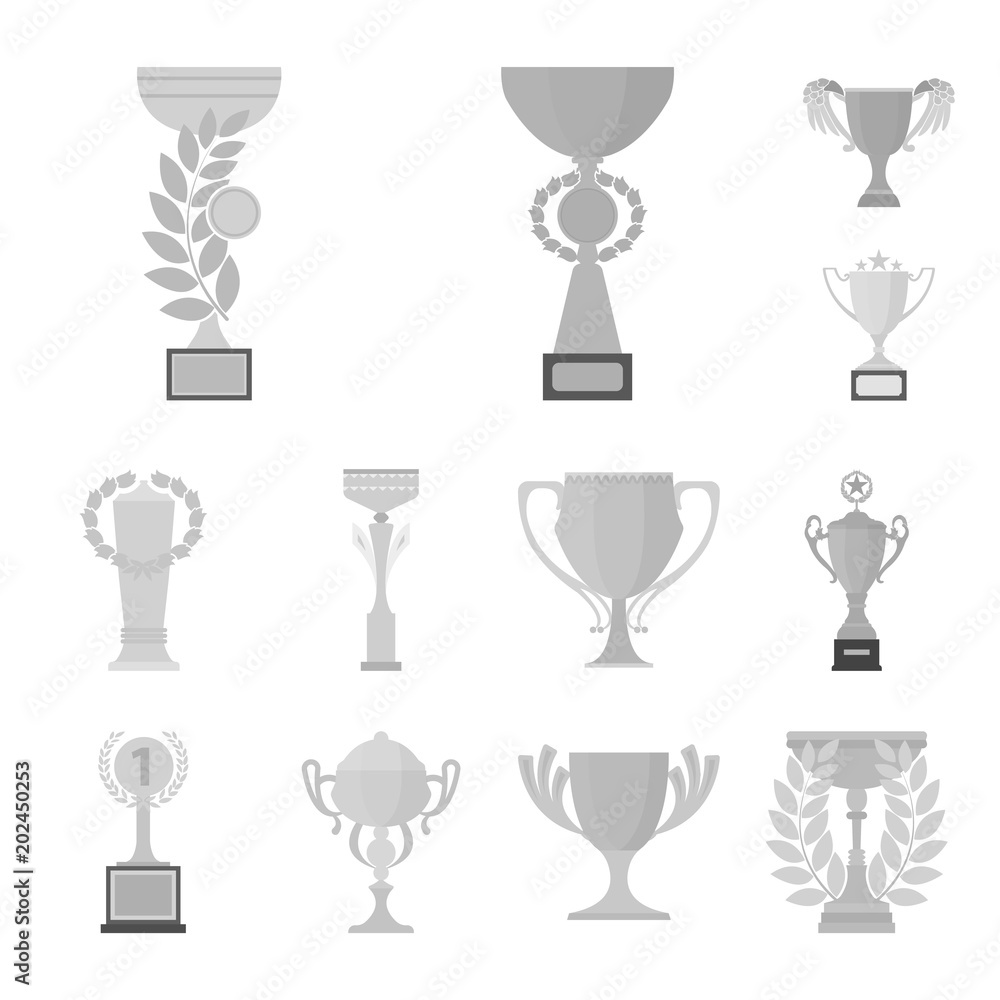 Gold Cup monochrome icons in set collection for design. Winners Cup ...