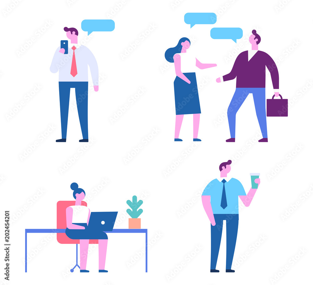 Business People Flat Vector Illustration Isolated On White Stock