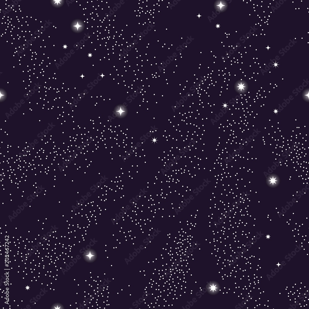 Universe with planets and stars seamless pattern, cosmos starry night ...