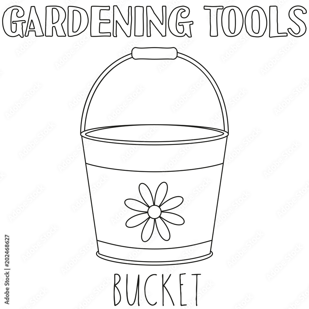 Line art black and white bucket. Stock Vector | Adobe Stock