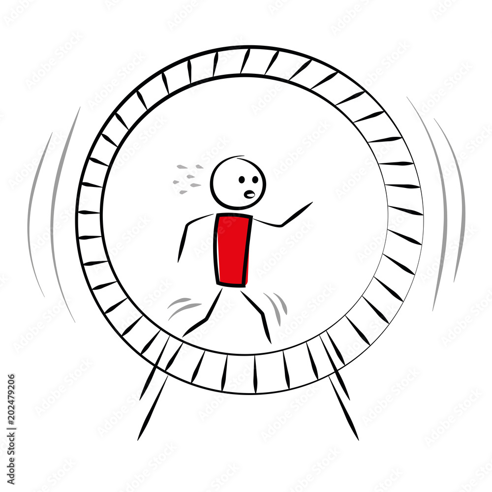Mann im Hamsterrad Stock-Vektorgrafik | Adobe Stock