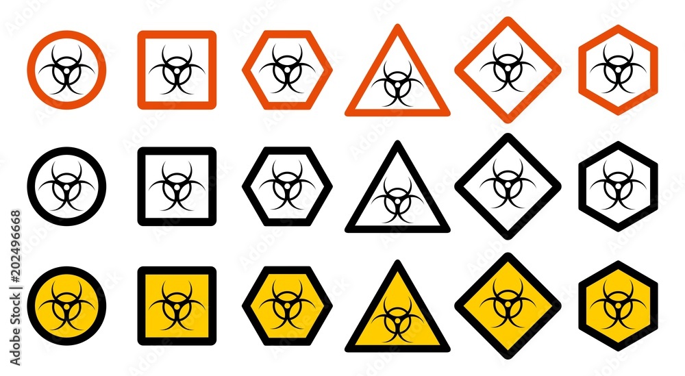 Industry concept. Set of different toxic hazard signs for your web site ...