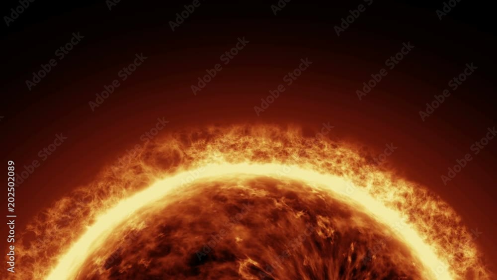 4K Realistic Sun surface with solar flares, Burning of the sun isolated ...