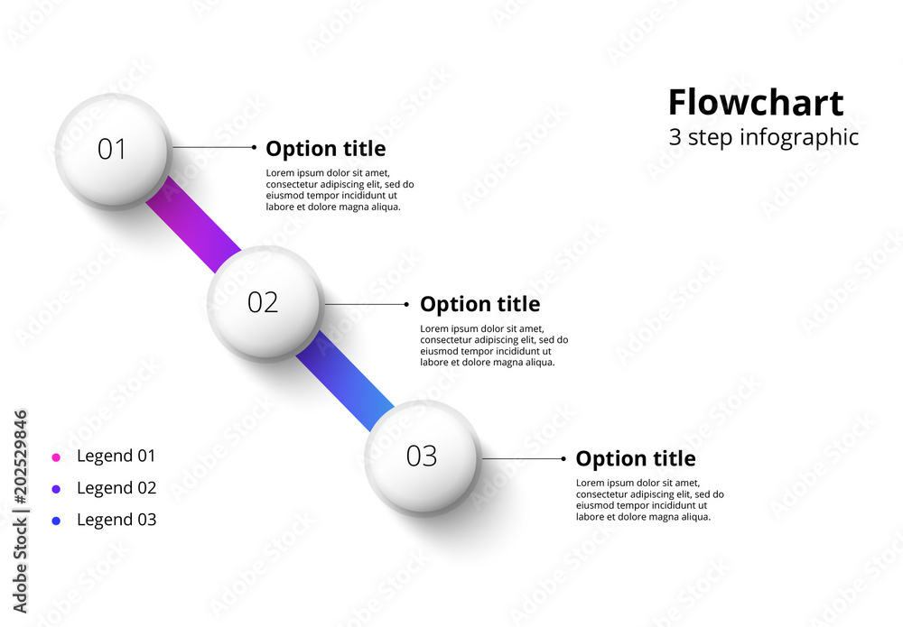 Colorful 3 Step Infographics With Modern Gradient And Buttons Stock ...
