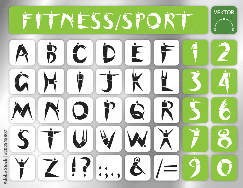 Alphabet - Font - Fitness/Sport Stock Vector | Adobe Stock