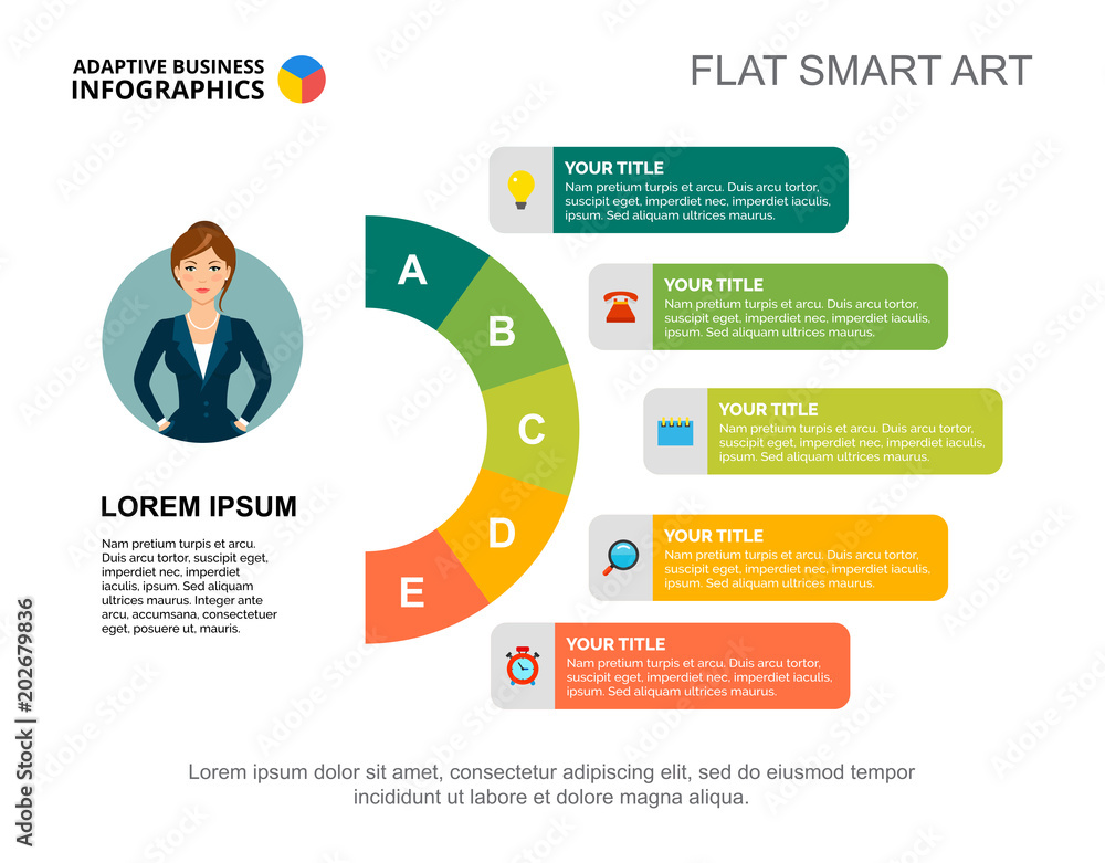 Business strategy slide template. Chart, design. Creative concept for ...