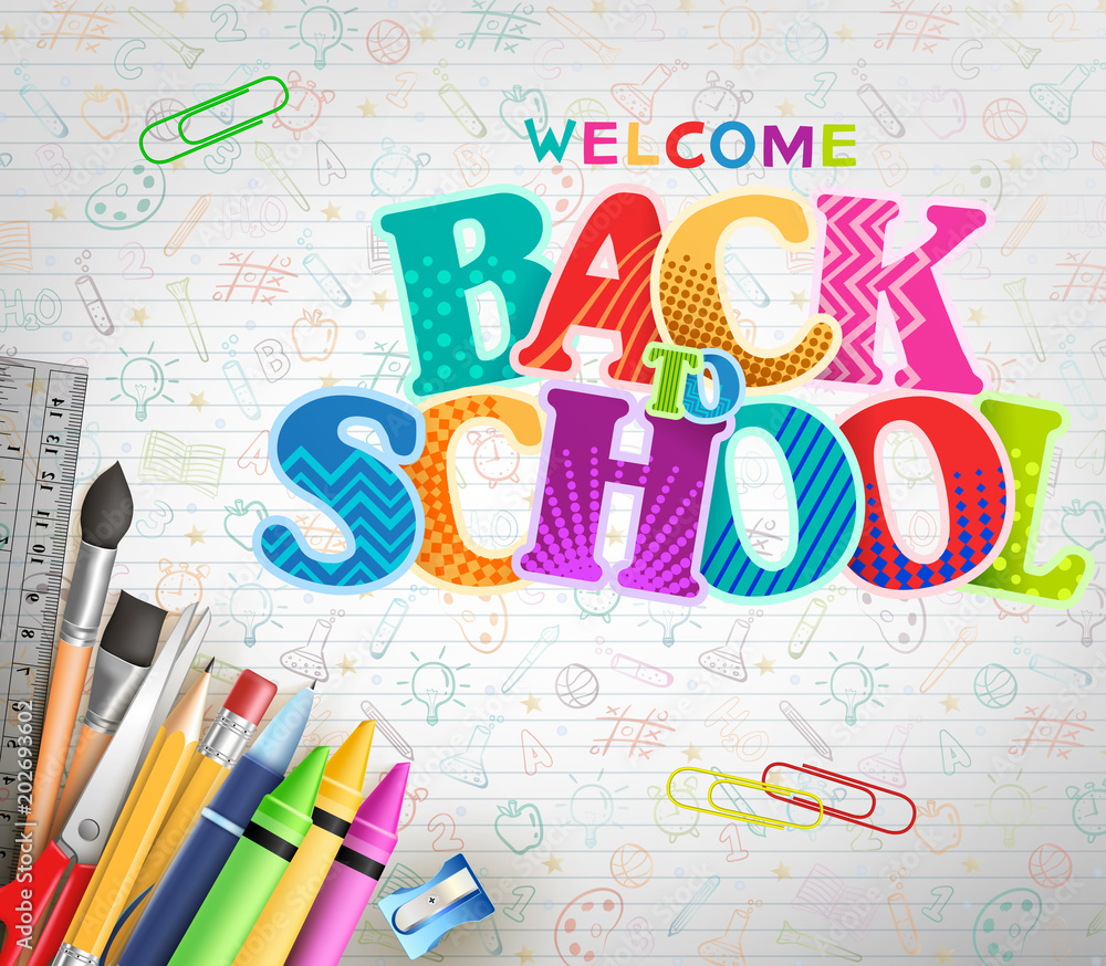 Creative Back to School Banner Text with Different Colors and Pattern ...