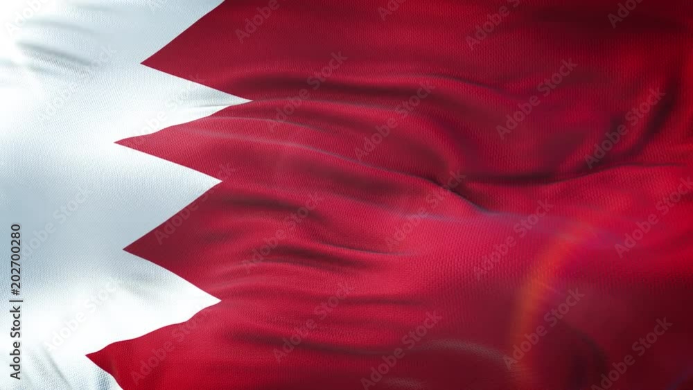Flag of Bahrain waving on sun. Seamless loop with highly detailed ...