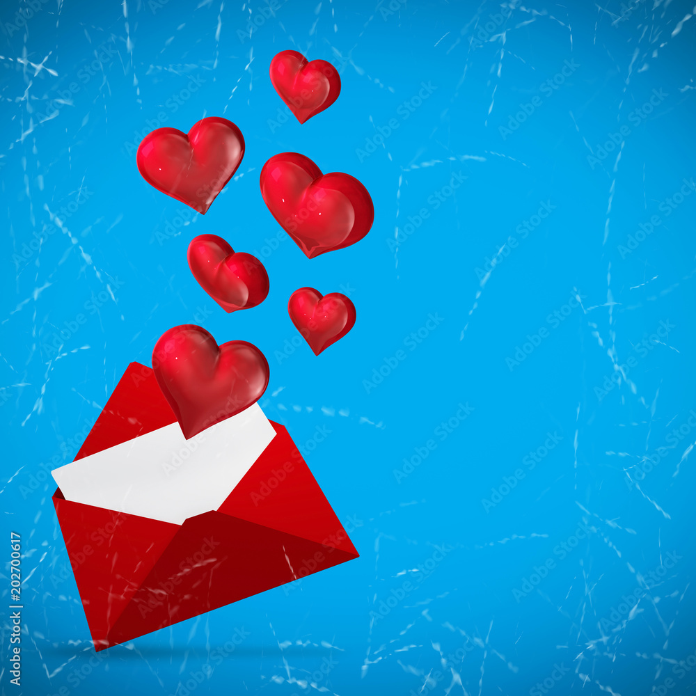 Love letter against blue background with vignette Stock Illustration ...
