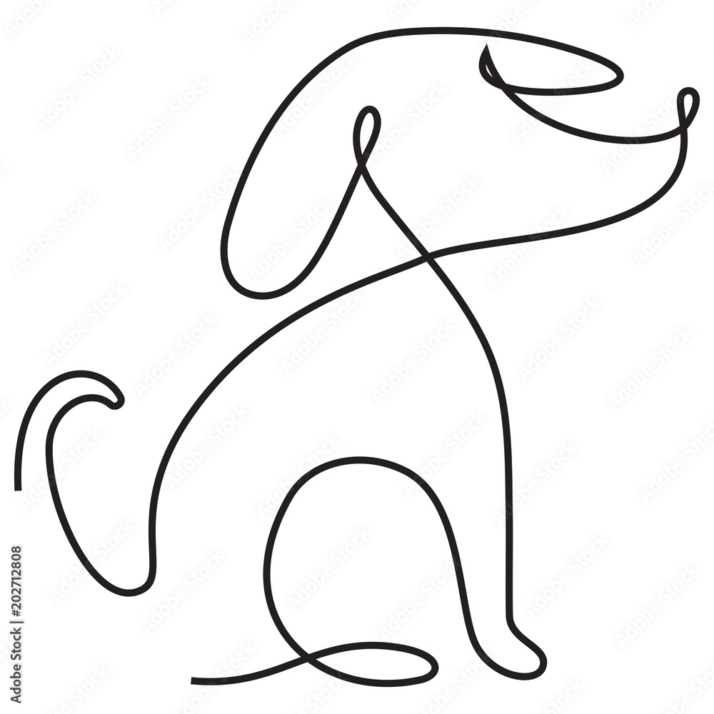 Dog one line Stock Illustration | Adobe Stock