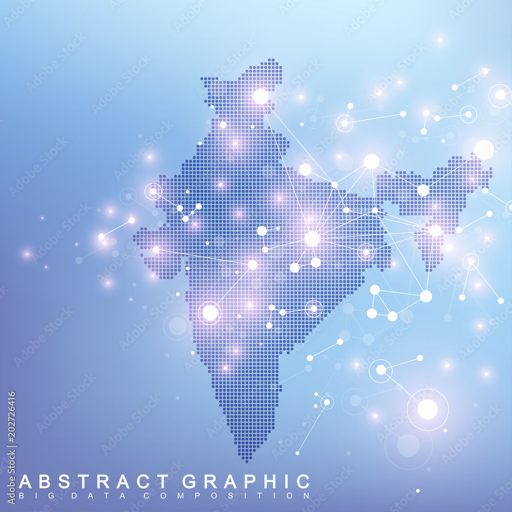 Abstract map of india country global network connection. Vector ...