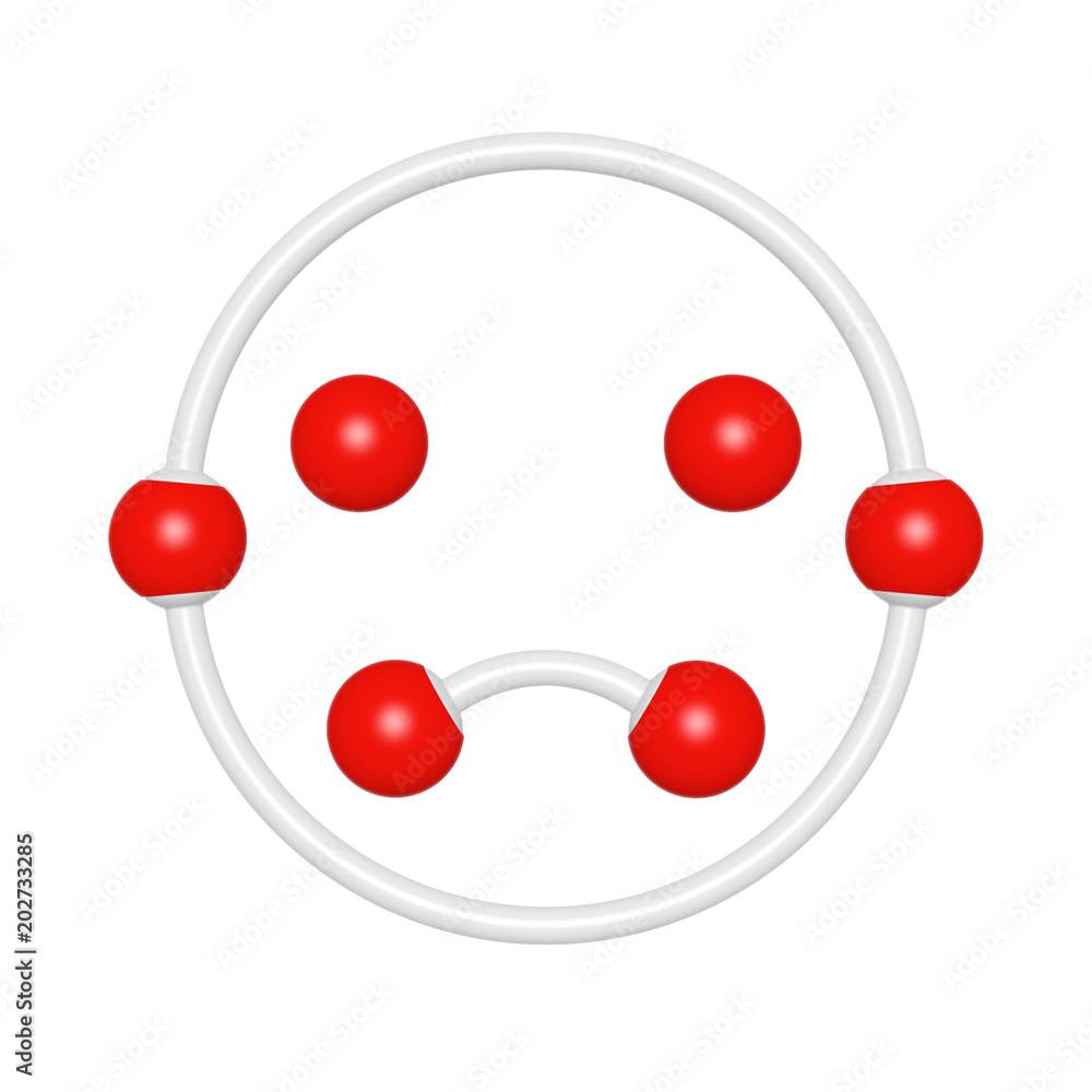 Molecule structure like sad emoji emoticon for font set on white ...