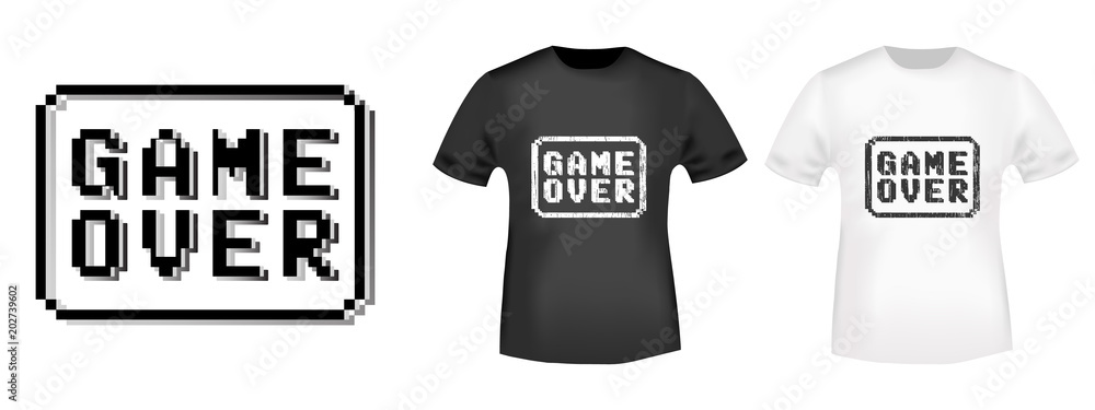 Game over stamp and t shirt mockup Stock Vector | Adobe Stock