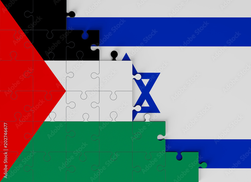 Flags of Israel and Palestine in puzzle Stock Illustration | Adobe Stock