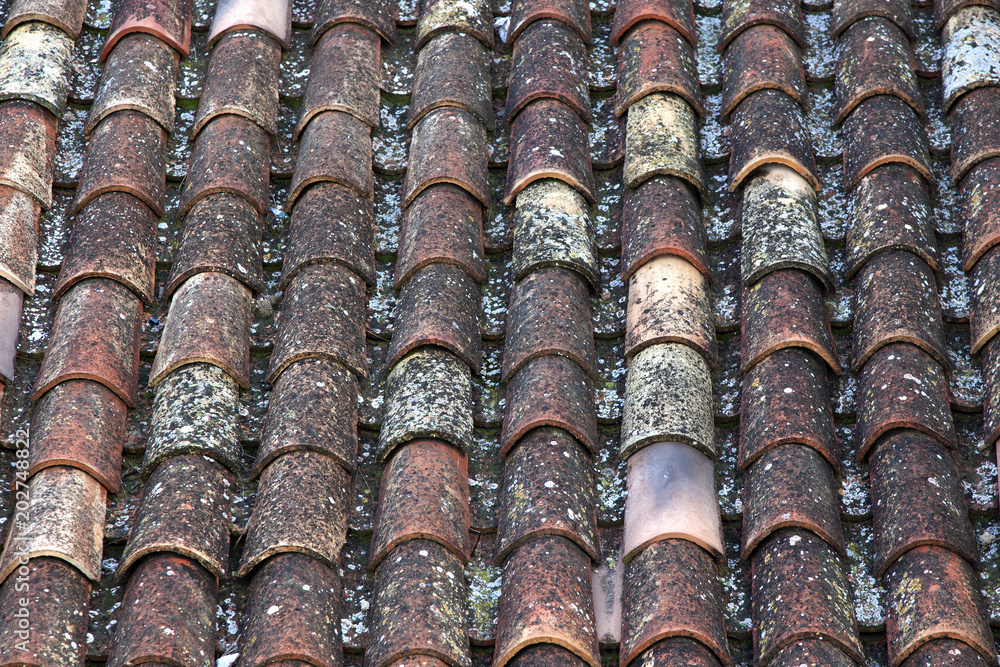 Ancient tile. Tile roof. Roofing. Vintage shingles. Stock Photo | Adobe ...
