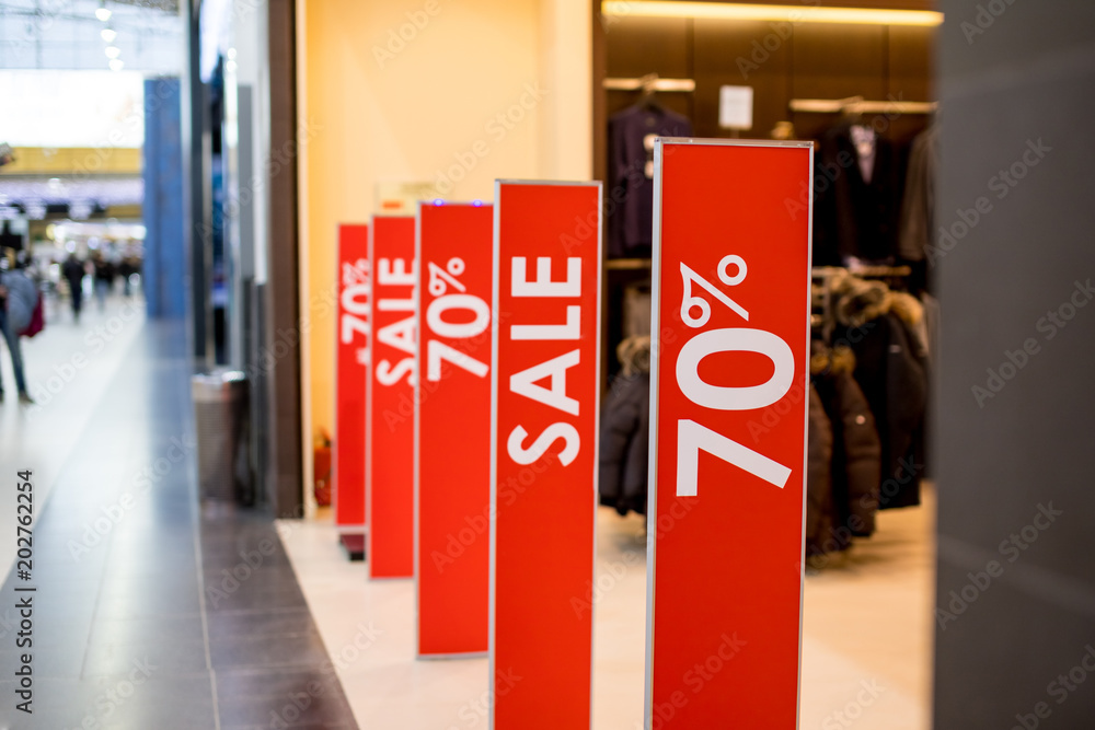 Retail Image Of A Sale Sign In A Clothing Store Window.Retail Image Of ...