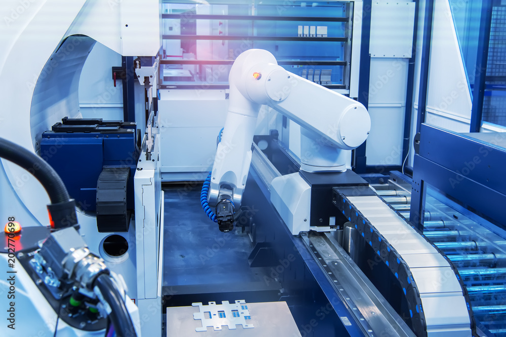 robotic machine tool in industrial manufacture plant,Smart factory ...