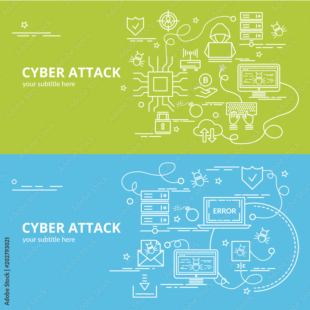 Flat colorful design concept for Ddos Attack. Infographic idea of ...