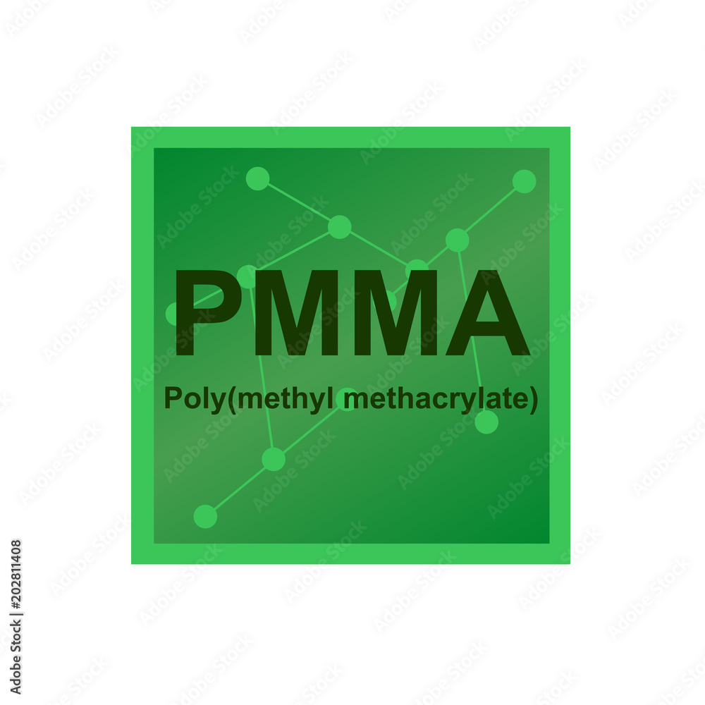 Vector symbol of Poly(methyl methacrylate) (PMMA) polymer on the ...