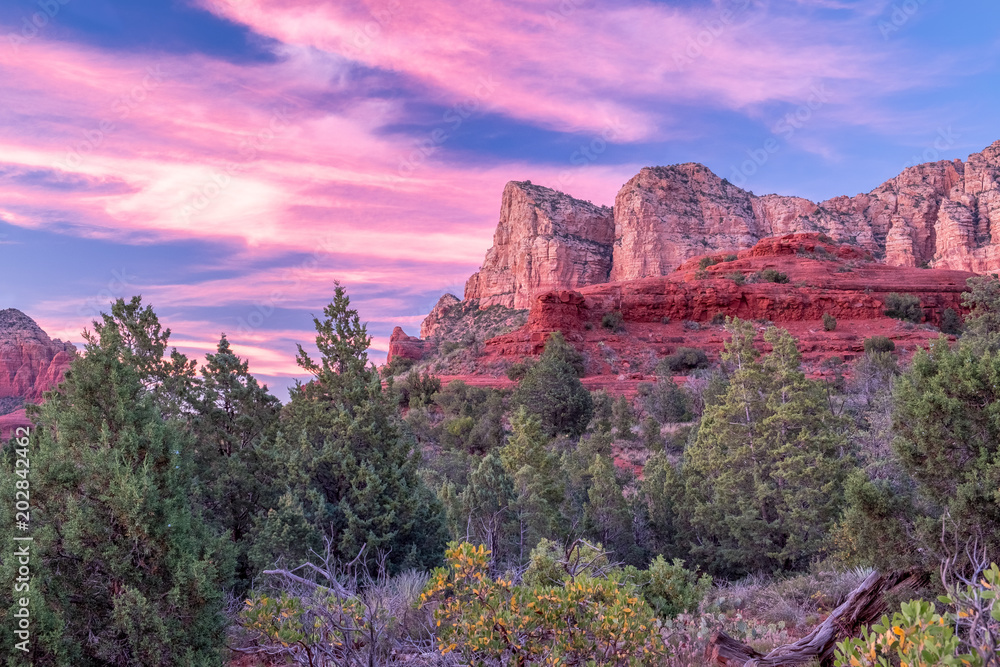 Pink Skies over Lee Mountain in Sedona, Arizona Stock Photo | Adobe Stock