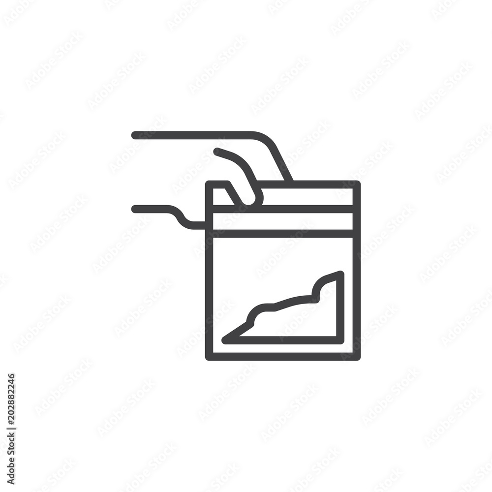 Vecteur Stock Hand giving a Cocaine packet outline icon. linear style ... Vecteur Stock Hand giving a Cocaine packet outline icon. linear style ...