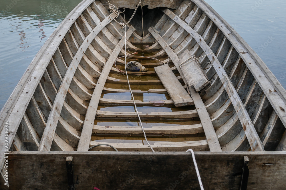 Inside wooden boat background, vintage and retro wood boat texture ...