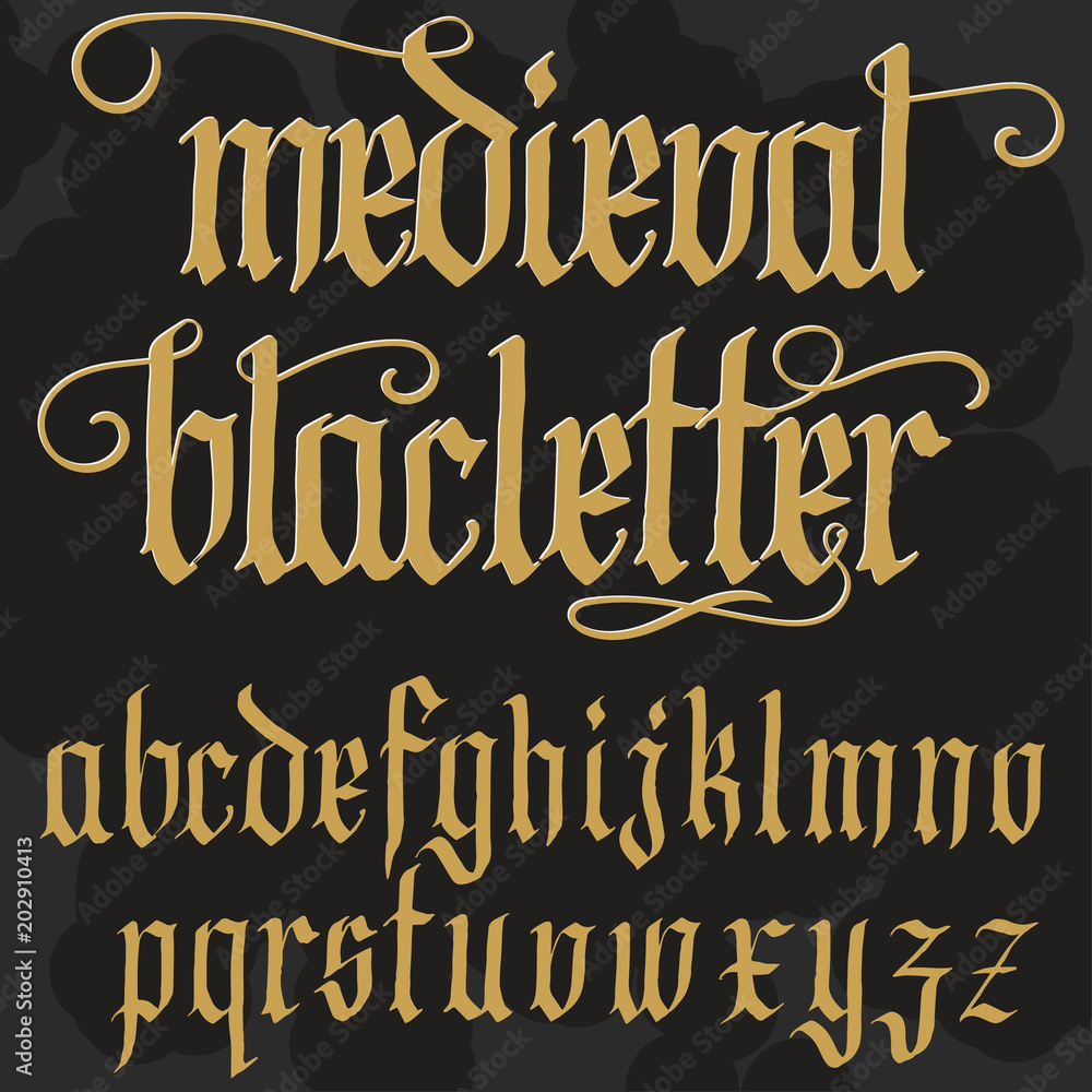 Gothic alphabet lowercase calligraphic letters. Vector Stock Vector ...