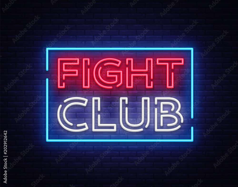 Vecteur Stock Fight club neon signboard. Bright night advertising ...