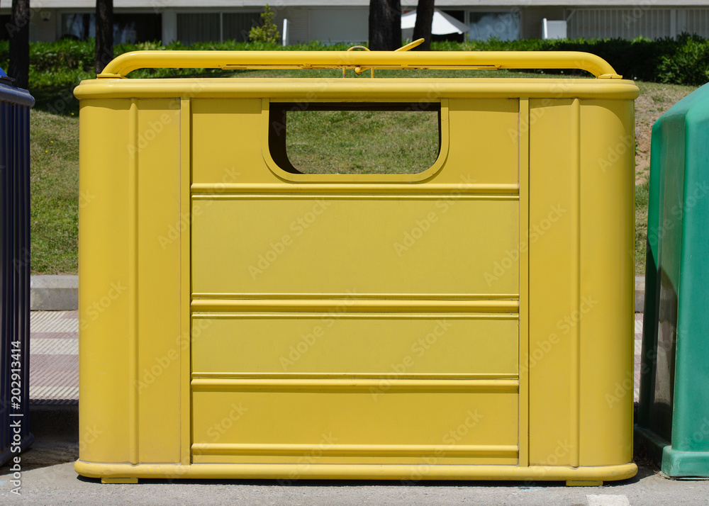 Yellow Plastic Garbage Can In The Street Stock Photo Adobe Stock yellow-plastic-garbage-can-in-the-street-stock-photo-adobe-stock