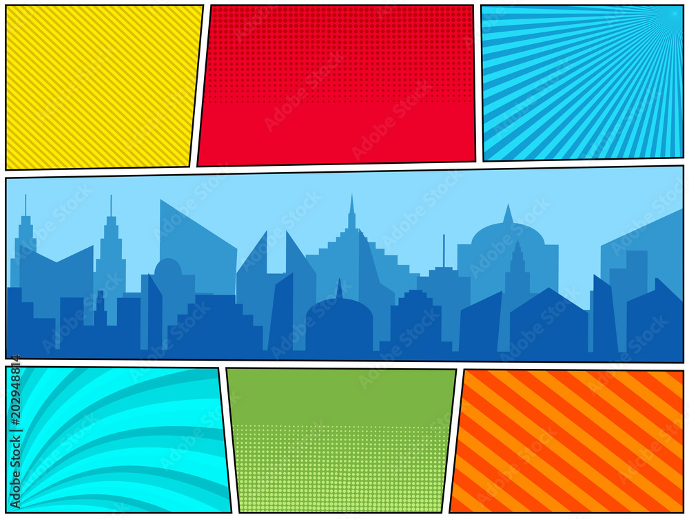 Comic book bright horizontal template Stock Vector | Adobe Stock