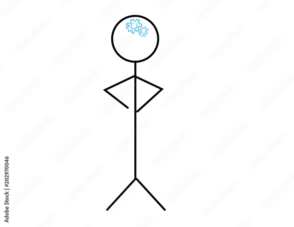 stick figure with wheels in the head Stock Vector | Adobe Stock