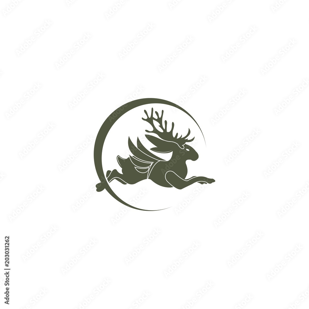 Jackalope run logo design. Awesome jackalope fast run logo. A jackalope ...