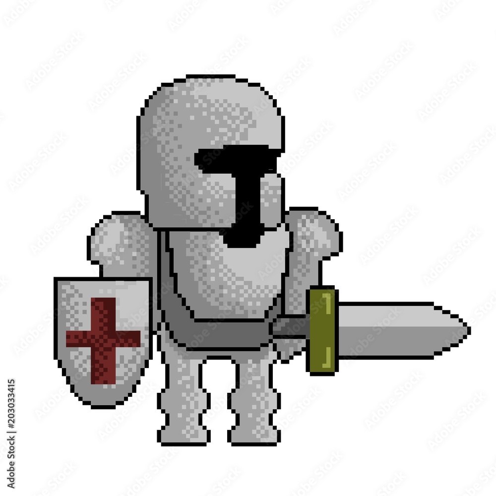 Warrior medieval pixel art icon Stock Illustration | Adobe Stock