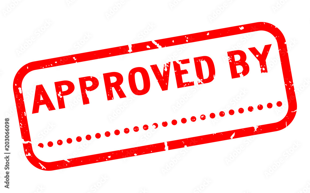 Grunge red approved by word with blank dot for signature square rubber ...