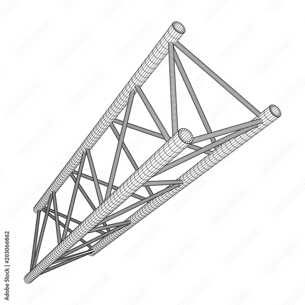 Truss girder element. Wireframe low poly mesh vector illustration ...