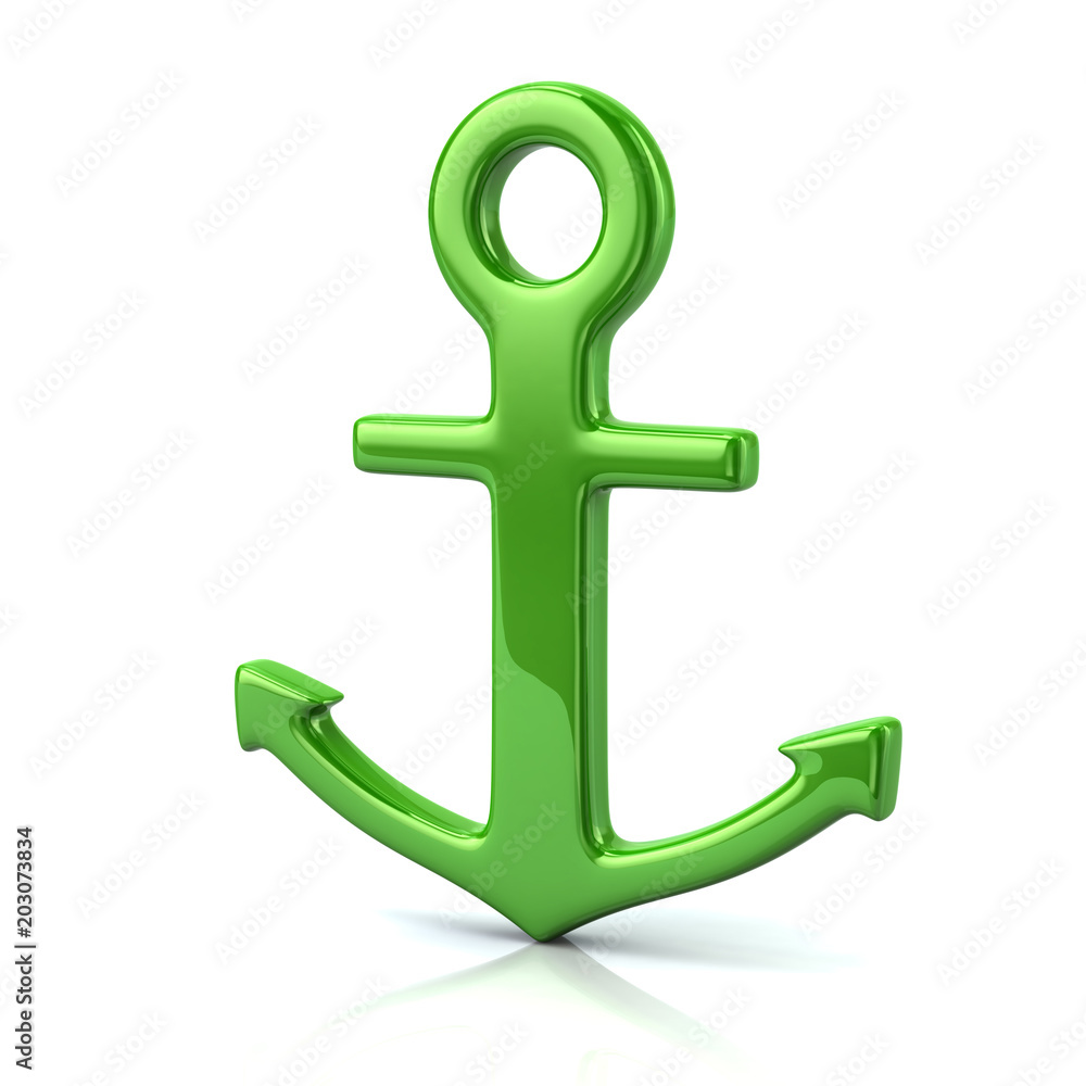 Green anchor icon 3d illustration on white background Stock ...